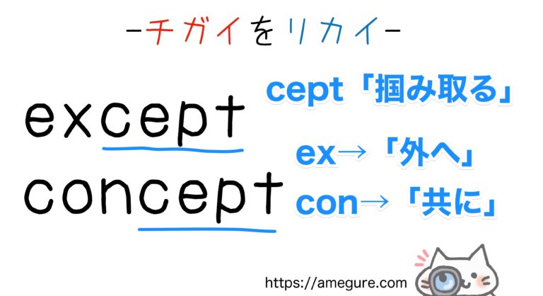 【英語】except/expectの意味の違いと使い分け(スペルが似ている単語シリーズ)